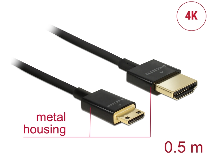 Delock Kabel High Speed HDMI mit Ethernet - HDMI-A Stecker > HDMI Mini ...