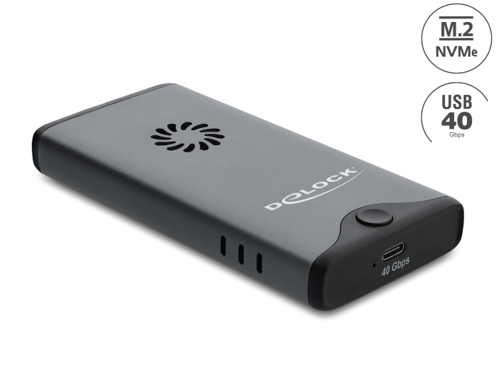 Delock USB Type-C™ 40 Gbps Gehäuse für 1 x M.2 NVMe PCIe SSD mit Lüfter ...