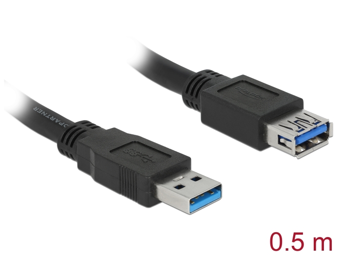 Delock USB 3.0 Verlängerungskabel 0,5 m schwarz online kaufen