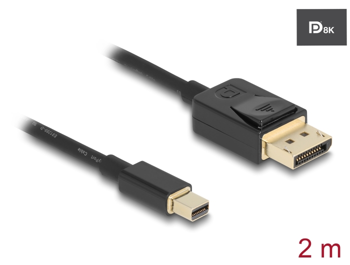 Delock Mini DisplayPort zu DisplayPort Kabel 8K 60 Hz 2 m DP 8K ...