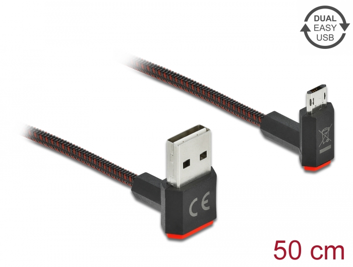 Delock USB 2.0 Kabel Typ-A zu Micro-B gewinkelt 0,5 m schwarz