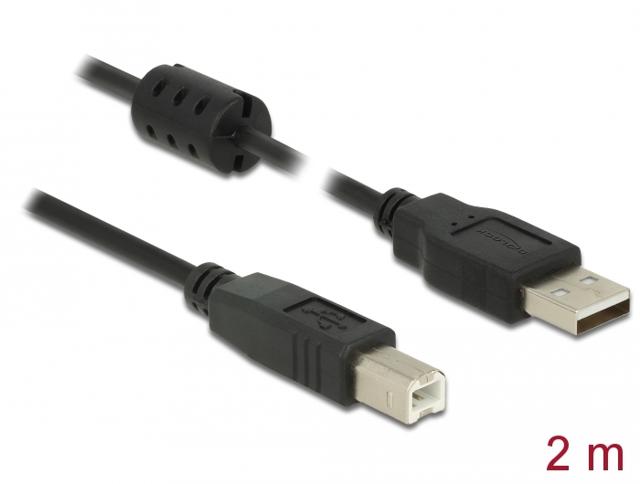 USB 2.0 Kabel 2m Typ-A auf Typ-B - Delock in Schwarz kaufen