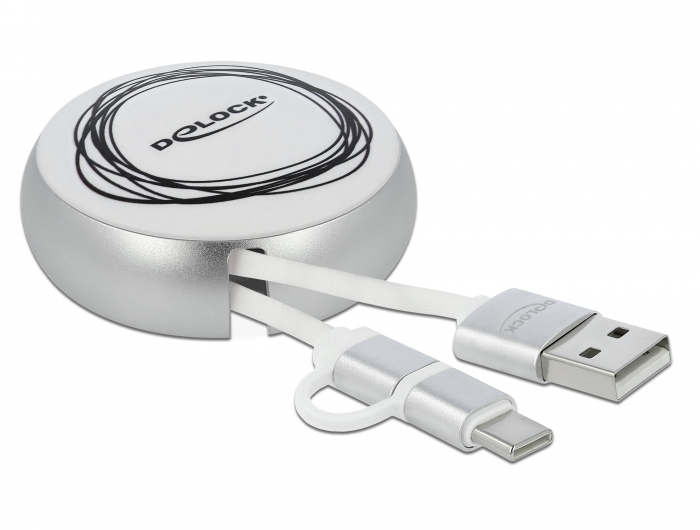 Delock USB 2 in 1 Aufrollkabel Typ-A, Micro-B & USB-C™ kaufen