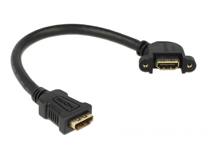 Delock Kabel HDMI A Buchse > HDMI A Buchse zum Einbau 110° gewinkelt 25 cm