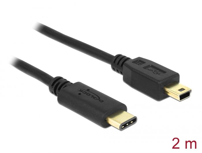 Delock USB-C 2.0 auf Mini-B Kabel 2,0 m schwarz günstig kaufen